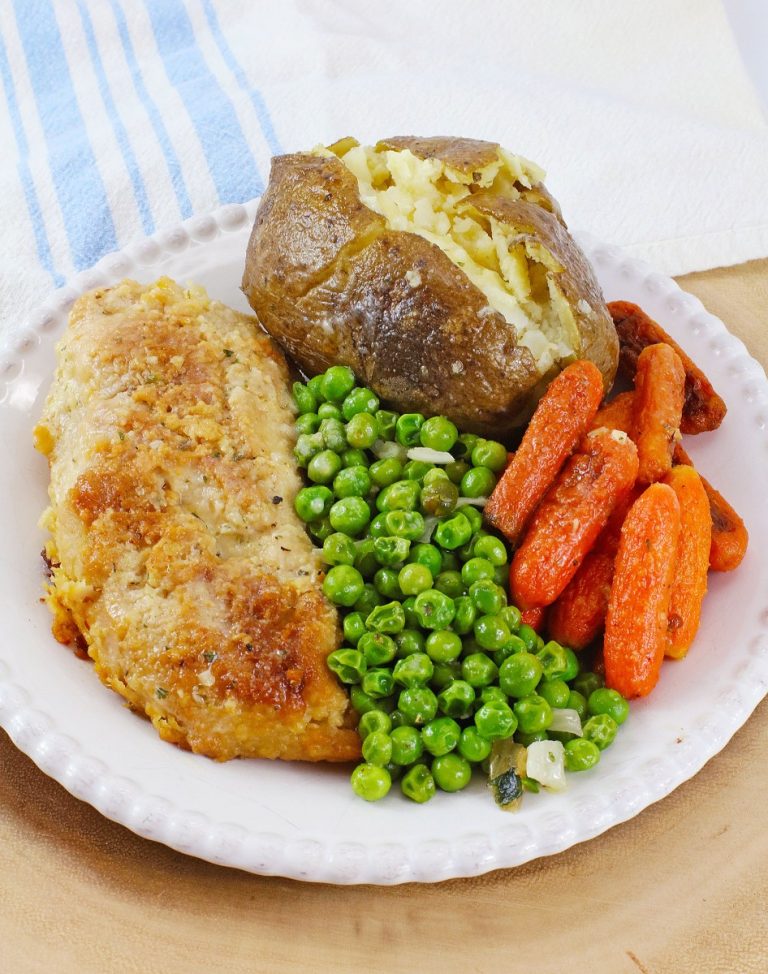 Sheet pan fried chicken dinner